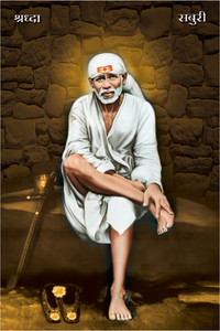 Sai Baba Poster Big Size Sparkle Coated Self Adhesive Fine Art Print ...