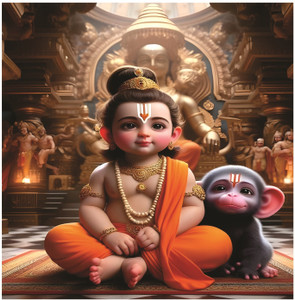 Rc Decor Bal Ram With Monkey God Wall Poster for Pooja Room Living Room ...