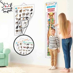 2 IN 1 WILD AND FARM ANIMALS & PETS and GIRAFFE HEIGHT CHART | Set of 2 ...