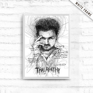 Kaththi Scribble Thalapathy Poster White Frame Photographic Paper - Pop ...