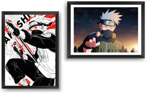 ANIME POSTER FRAME KAKASHI HATAKE (Naruto) Set of 2 - Black Framed Wall ...