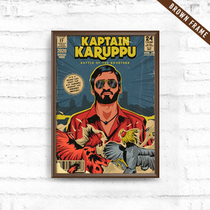 Aadukalam Comics Poster Brown Frame Photographic Paper - Pop Art ...