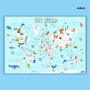 Interactive Geography World Map – 24 x 33 Inch Poster with Countries ...
