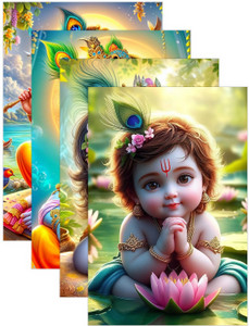 Pack of 4 Large Cute Bal Krishna Poster for Pregnant Women | HD Poster ...
