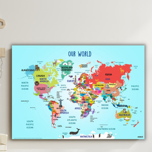 Unframed Paper world map for kids room 3D Poster - EKDALI posters ...