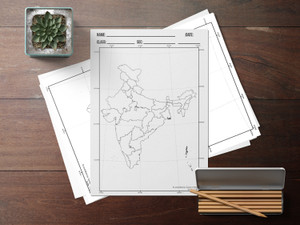 Thick 100gsm Outline Maps of India - A4 size - Set of 50 maps with ...