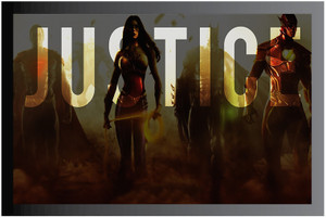 Justice League Superhero Frame Poster For Room Synthetic Wood Gloss ...