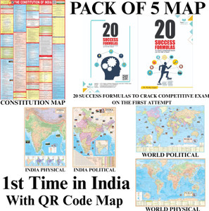 (COMBO OF 5 MAPS) INDIAN Constitution Chart With India & World Map ...