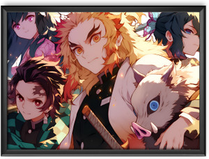 Kyojuro Rengoku & Tanjiro Kamado | Demon Slayer - Anime Black Framed ...