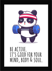 Be Active - Gym Panda Inspirational Quote Framed Wall Poster ...