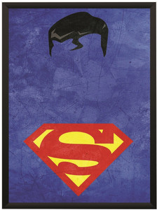 Superman Minimalistic Logo Wall Poster With Frame A3 Size Photographic ...
