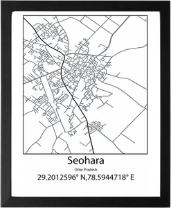 Seohara,Uttar Pradesh,India UNFRAMED Minimalist Map Line Art Print ...