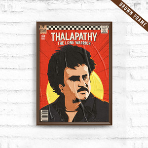 Thalapathy The Lone Warrior Poster Brown Frame Photographic Paper - Pop ...