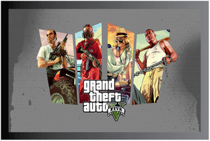 GTA Game Frame Poster For Room Synthetic Wood Gloss Lamination F27 ...
