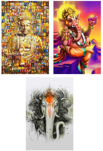 Hindu Religious Posters Combo Pack of 3 - Paper Printed (12 inch X 18 ...