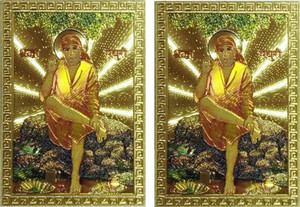 Gold Plated Shirdi Sai Baba Small Size Self Adhesive Photo 3D Poster ...