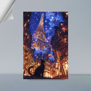 VIRGIN ART | PARIS CITY EIFFEL TOWER NIGHT POSTER | DIGITAL ART 5 ...