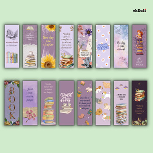 Readers Purple Bookmark Set – 16 Unique Designs – Thick 350 GSM Paper ...