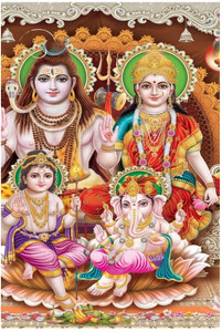 "Divine Family Harmony: Lord Shiva, Parvati, Ganesh, and Kartik 12x18 ...