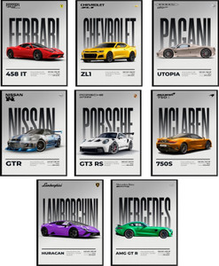 Car Posters Set of 8 A4 Size - Car posters for wall Boys room - Super ...