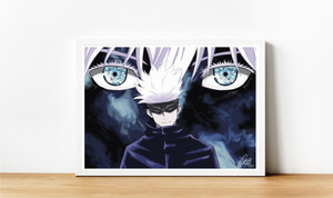 ANIME POSTER FRAME - GOJO SATORU JUJUTSU KAISEN - White Framed Wall ...