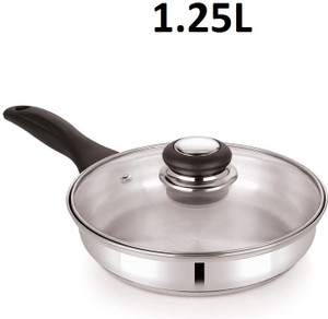 Polo Plus Stainless Steel Fry Pan, with Glass Lid, Induction Friendly ...