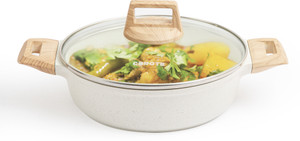 CaROTE for Cooking, Kadha, White Kadhai 24 cm diameter with Lid 2.8 L ...