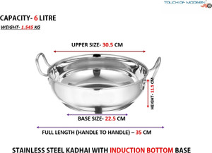 TOUCH OF MODERN Stainless Steel KADHAI with Induction Bottom Base ...