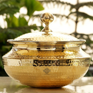 IndianArtVilla Brass Handi / Degchi With Tin Lining Inside, Volume ...