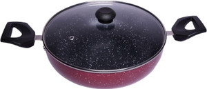 DAIFORT Non-Stick Coated Kadhai Pan with Glass Lid & Double Side ...
