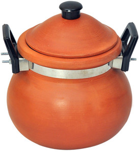 Vedic Amrit Natural Eco Friendly Clay dal handi brown 2L Handi 2 L with ...