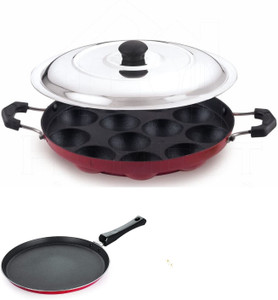 Firemate Aluminium Non Stick Appam Maker Patra with Lid and Non Stick ...