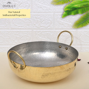 Gyarsilal's Brass Pital Inside Kalai Hammered Karai 3 Litre Kadhai 27 ...