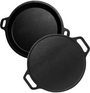 EUGOR Cast Iron Pre Seasoned Dosa Tawa & Fry Pan Fry Pan 30.48 cm, 20 ...