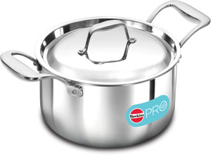 Hawkins 3 Litre Pro TriPly Stainless Steel Milk Pan, Sauce Pan, Silver ...