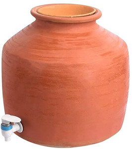 Ptr Clay Water Pot Mitti ka Matka, Pani ka ghada, Matki With Tap (9 ...