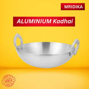 MRIDIKA Aluminium Premium Quality Heavy Round Bottom Kadhai 35 cm ...
