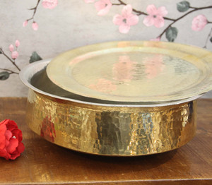Puri Brass Lagan for Cooking Lid and Tin/Kalai Plating Inside ...