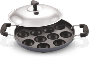 BLACK STONE Non-Stick Appam Maker with Steel lid for Kitchen, 12 ...