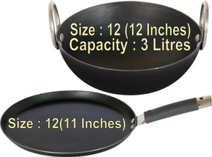 VeerEnterprises Pure Iron/Loha Black Dosa Tawa (Stainless Steel Pipe ...