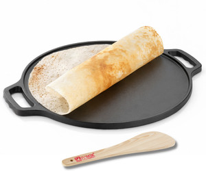 iVBOX Vintage-DH 30cm Flat Dosa Tava, Pre-Seasoned Cast-Iron Cookware ...