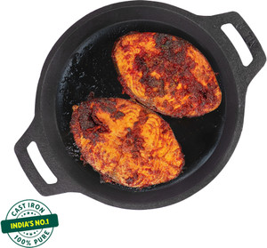 The Indus Valley Pre-Seasoned Cast Iron Fish Fry Pan with Double Handle ...