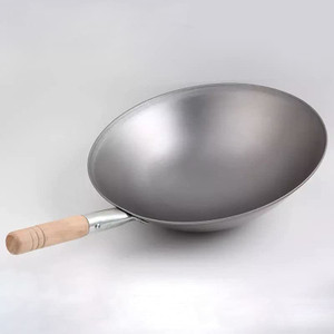 ShoppersHub PNQ 13 Inches Wooden Handle MS Iron Kadhai Chinese Wok 2 L ...