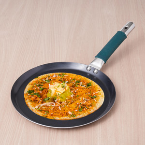 The Indus Valley Pre-seasoned Light Iron Flat Tawa with long Handle and ...