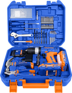 Wadfow Tool Set with Drill, 91 Pcs Tools Set, 20V Impact Drill Machine ...