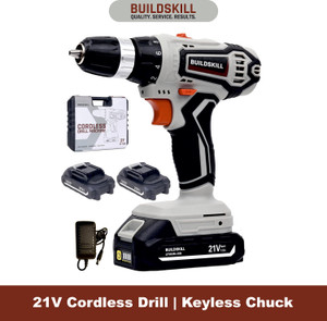 BUILDSKILL cordless drill machine 21V | 2 × 1.5AH Battery | keyless ...