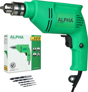 ALPHA Corded Electric Drill Machine, 350W, 4500 Rpm With Lock-On & 10 ...