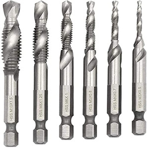 PROBEROS 6 Machine Screw Tap Set HSS Titanium Spiral Flute Drill Taps ...