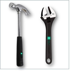 NBS NBS 1/2-lb Steel Claw Hammer and Adjustable Wrench-10" (Black)-Drop ...