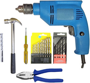 DUMDAAR 10mm Reversible Electric drill machine 400W, 5 PCs wood drill ...